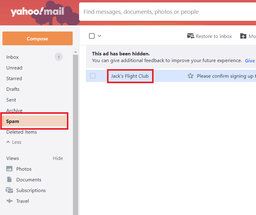 How to stop your JFC emails ending up in your Yahoo spam folder